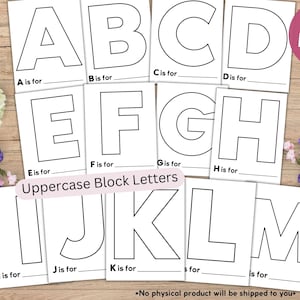 Large Block Letter Pages for Kids Alphabet Crafts, Printable Letter ...