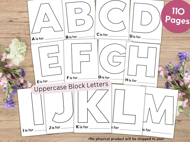 Large Block Letter Pages for Kids Alphabet Crafts, Printable Letter ...