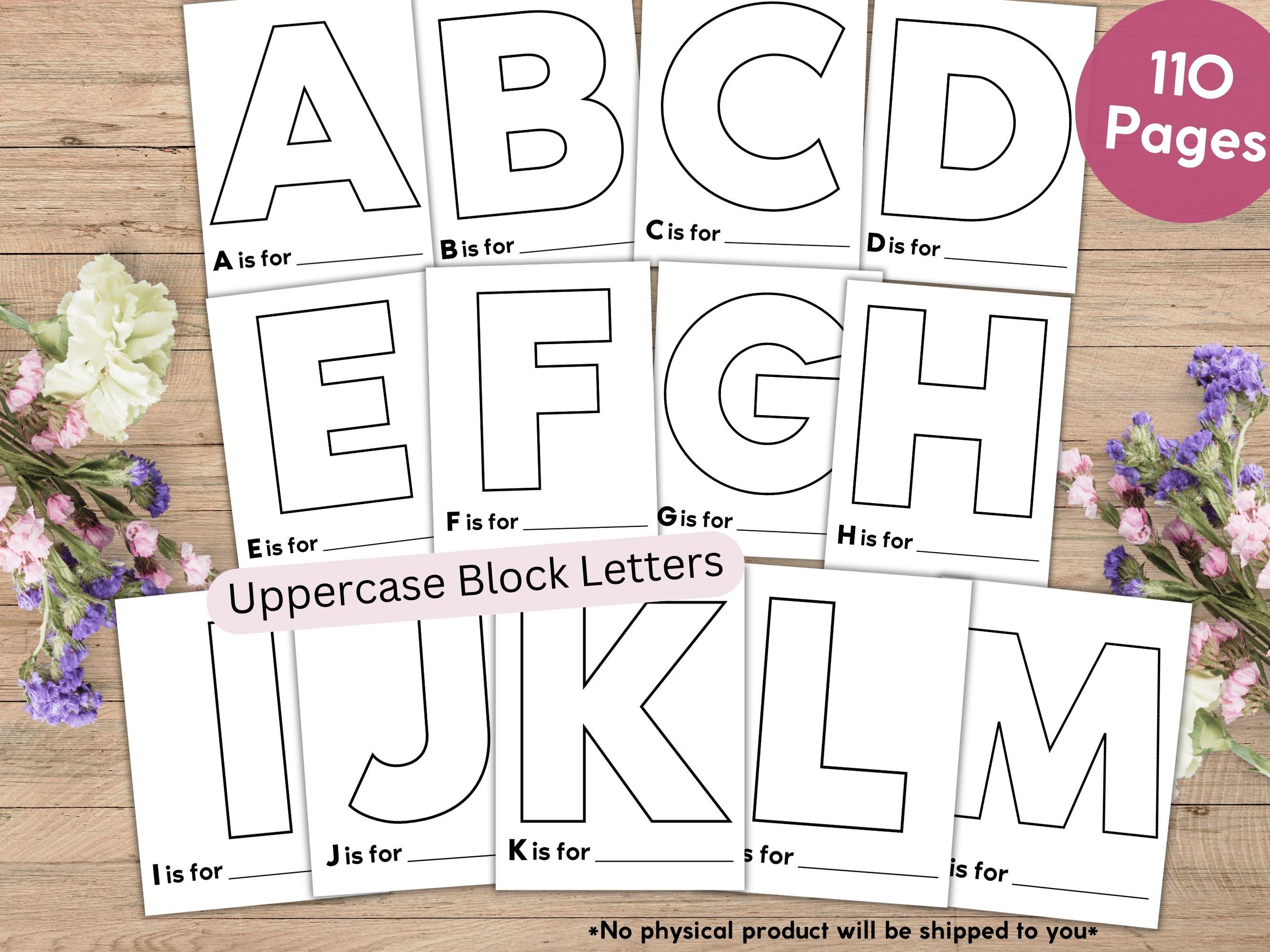 Large Block Letter Pages for Kids Alphabet Crafts, Printable Letter ...