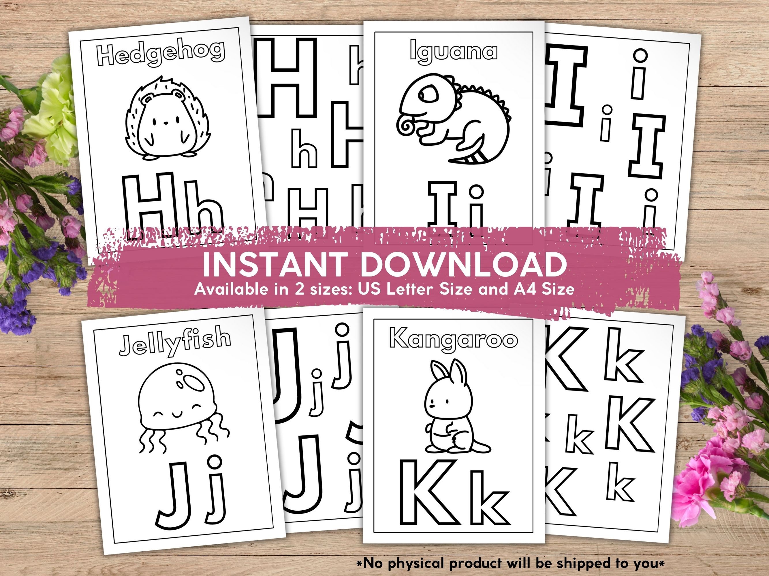 Alphabetic Simple Animal Coloring Pages for Kids, Printable Alphabet ...