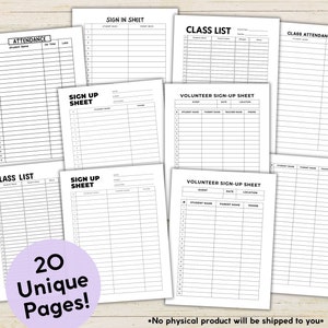 Classroom Sign in and Checklist Printable Sheets, Teacher Resources for ...