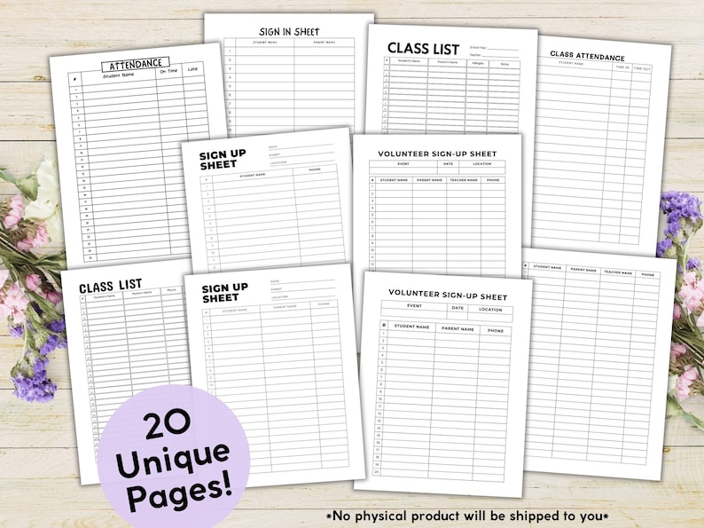 Classroom Sign in and Checklist Printable Sheets, Teacher Resources for ...