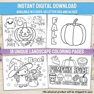 Fall Themed Printable Coloring Pages, Autumn Season Coloring Book ...