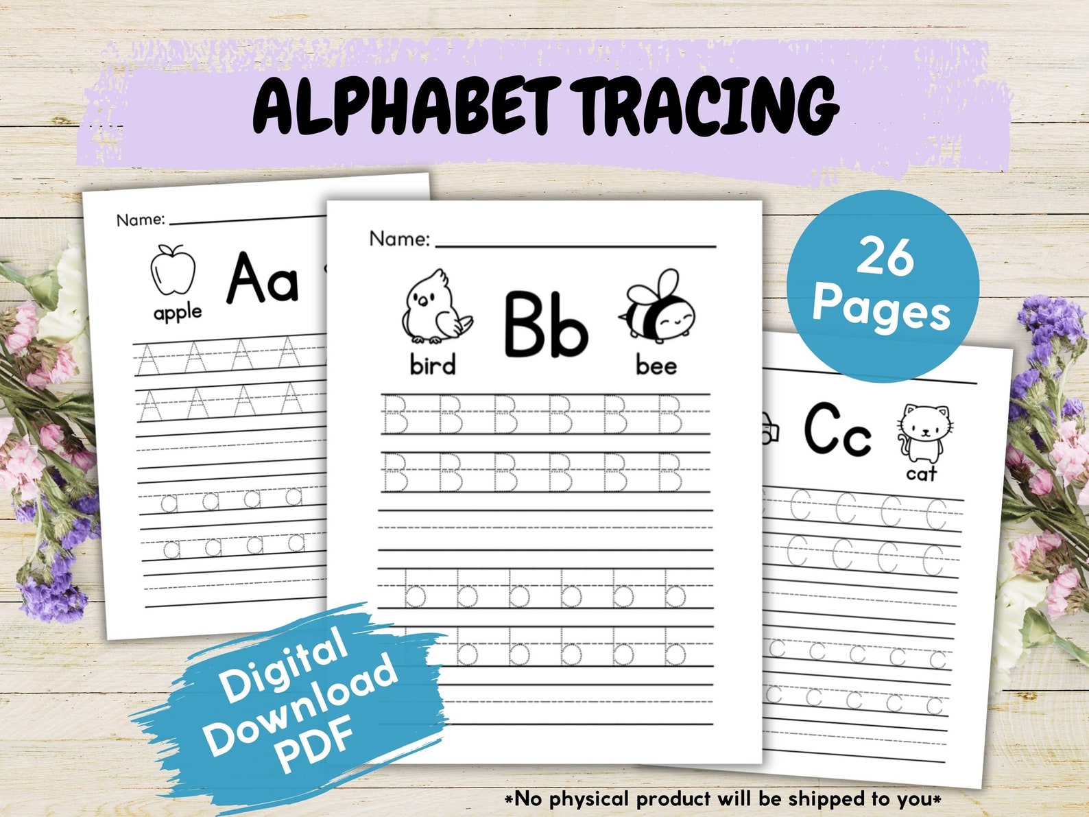 Alphabet Letter Tracing Printable Worksheet for Kids, Learn ABC for ...