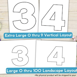 Extra Large Block Numbers for Kids Crafts, Printable Number Practice ...