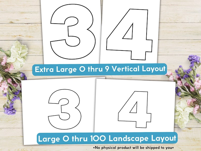 Extra Large Block Numbers for Kids Crafts, Printable Number Practice ...