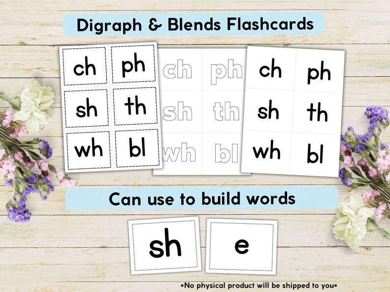 Digraphs and Blends Printable Flashcards for Kids, Beginning Sound ...