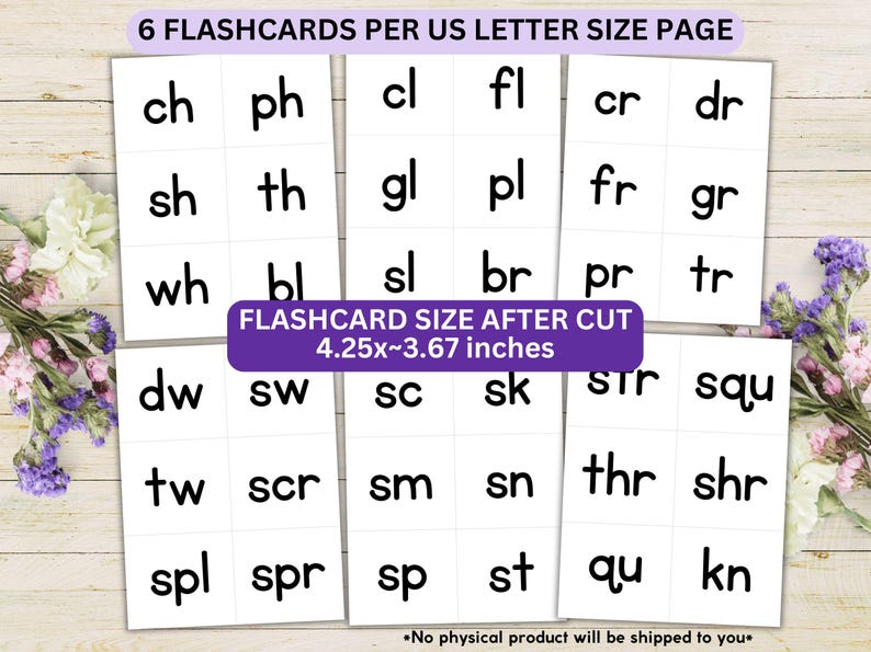 Digraphs and Blends Printable Flashcards for Kids, Beginning Sound ...