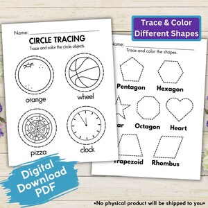 Shape Tracing Printable Worksheet for Toddlers, Learning Basic Shapes ...