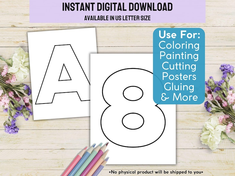 ABC and 123 Large Block Letters and Numbers, Printable Classroom ...