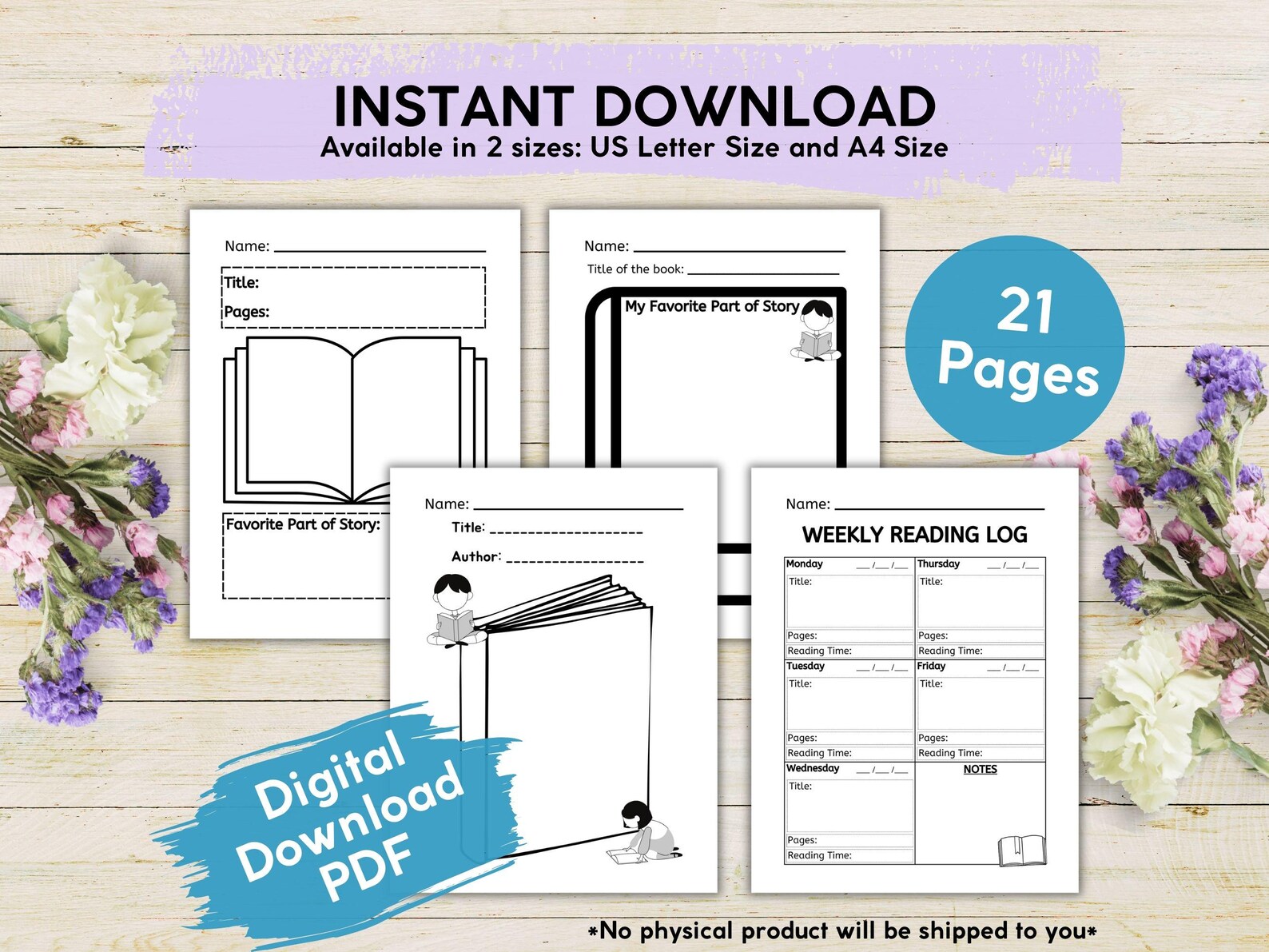 Reading Log Printable Bundle for Kids, Reading Journal for School, Book ...