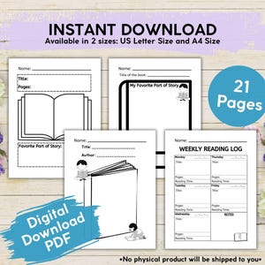 Reading Log Printable Bundle for Kids, Reading Journal for School, Book ...