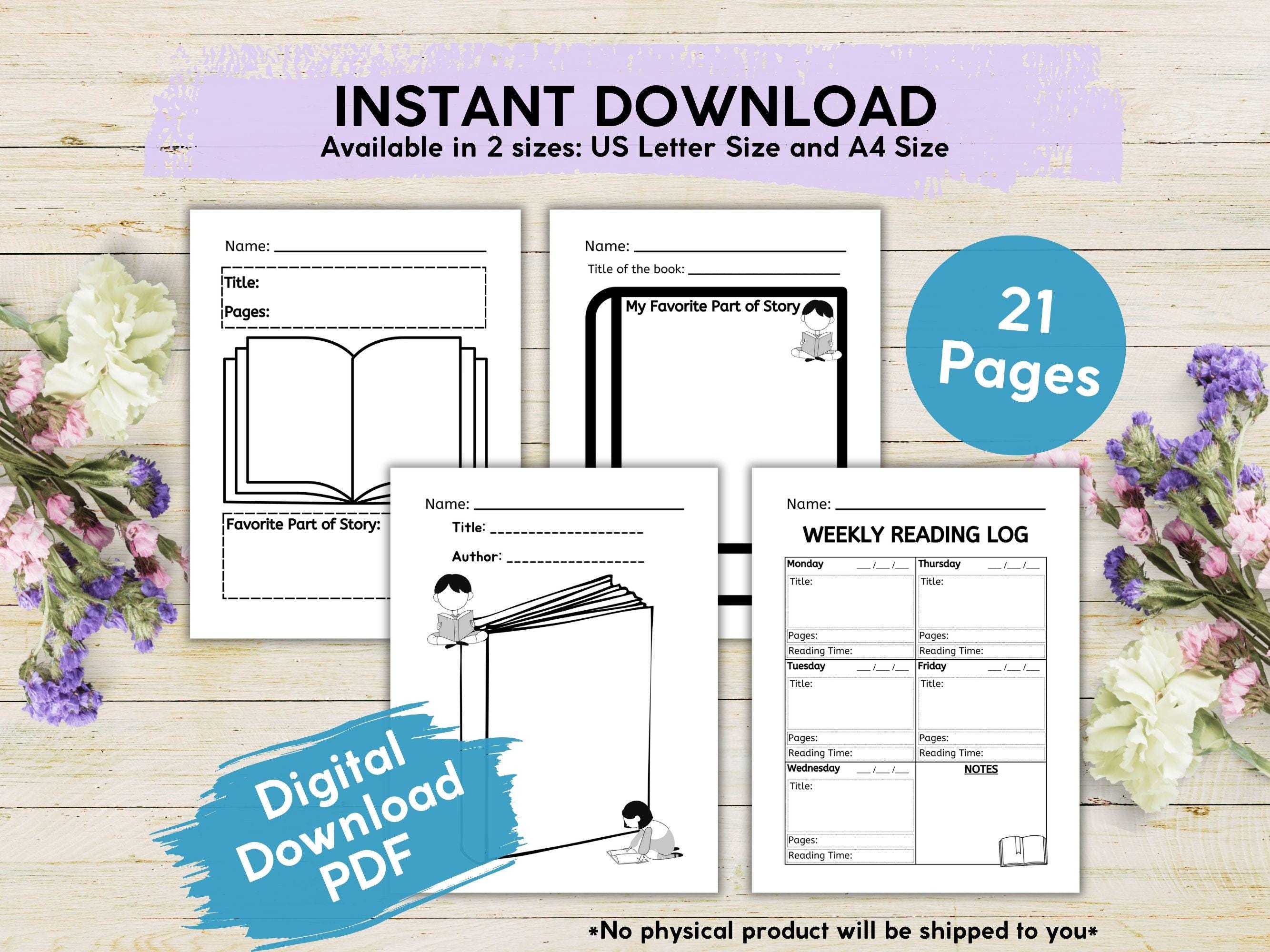 Reading Log Printable Bundle for Kids, Reading Journal for School, Book ...