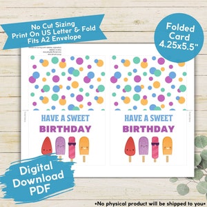 Cute Kids Happy Birthday Carding, Summer Birthdaycard, Printable ...