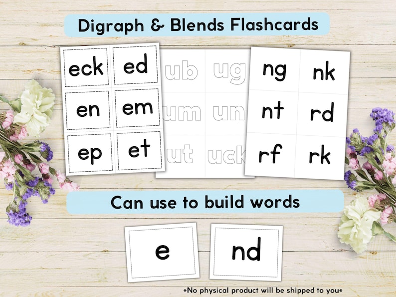Ending Sounds Digraphs and Blends Printable Flashcards for Kids ...