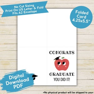 Congrats Graduate Carding Printable, Graduation Card, Grad Carding ...