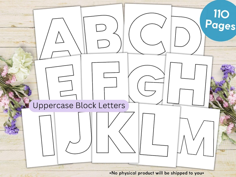 Large Alphabet Block Letters for Kids Crafts, Printable Uppercase and ...