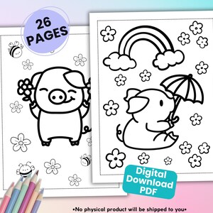 Simple Cute Pig Coloring Pages for Kids Printable, Adorable Pig ...