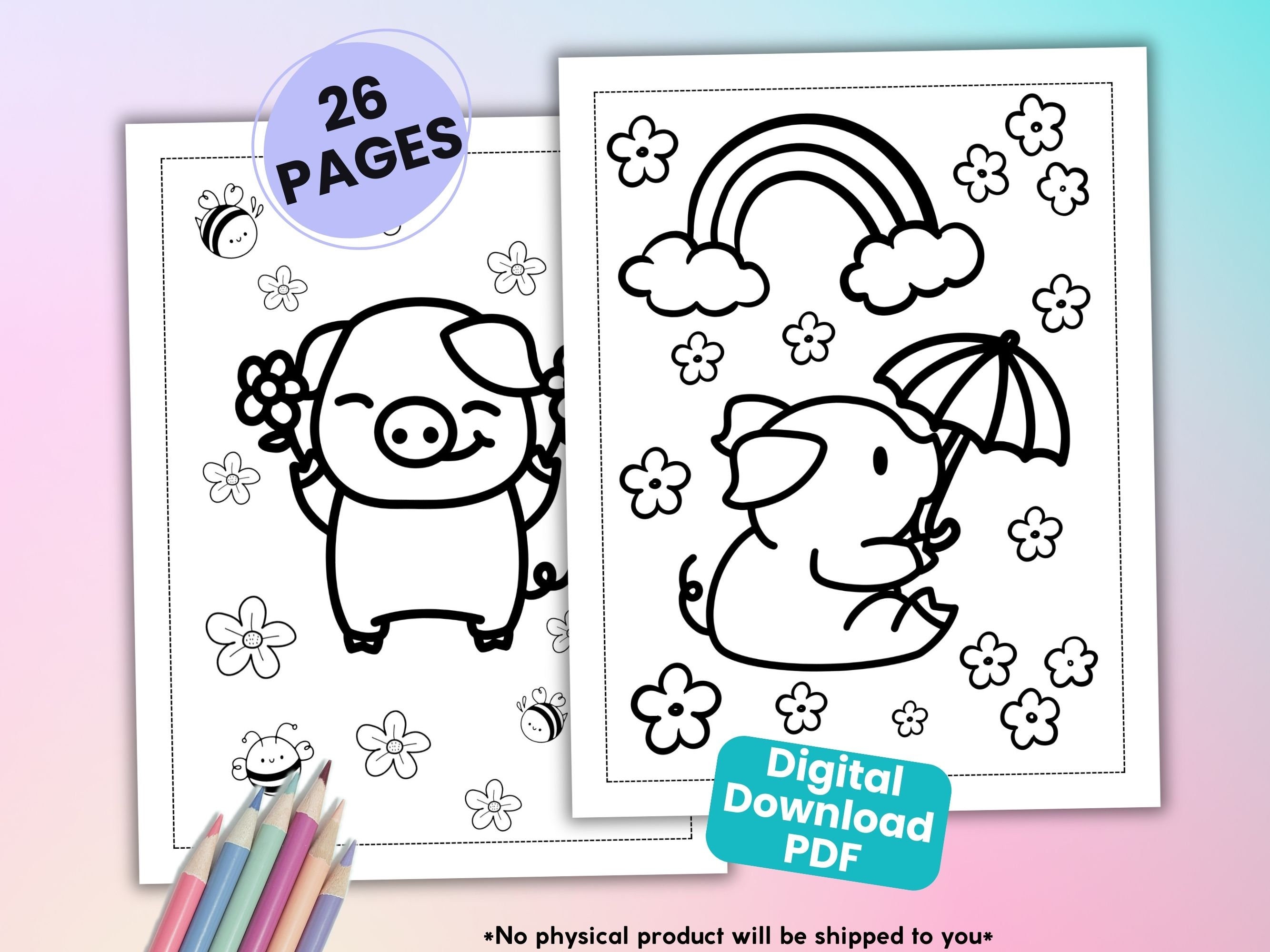 Simple Cute Pig Coloring Pages for Kids Printable, Adorable Pig ...