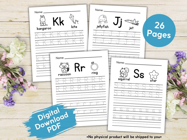 Alphabet Letter Tracing Printable Worksheet for Kids, Learn ABC for ...