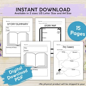 Book Summary and Story Map Printable Bundle for Kids, Favorite Book ...