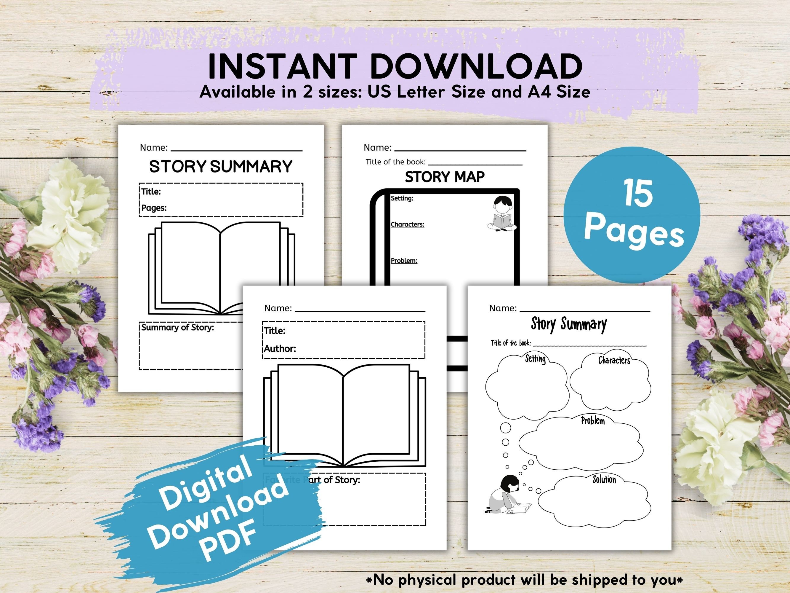 Book Summary and Story Map Printable Bundle for Kids, Favorite Book ...