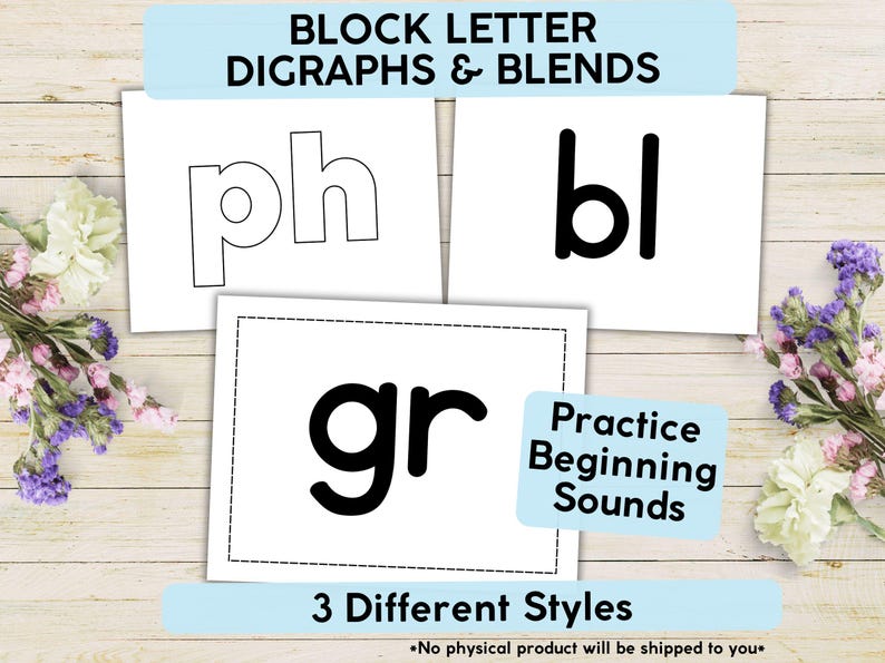 Digraphs and Blends Printable Flashcards for Kids, Beginning Sound ...