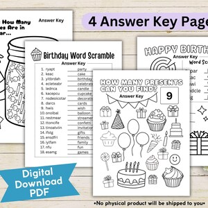 Printable Birthday Party Games Bundle for Kids, Happy Birthday Coloring ...