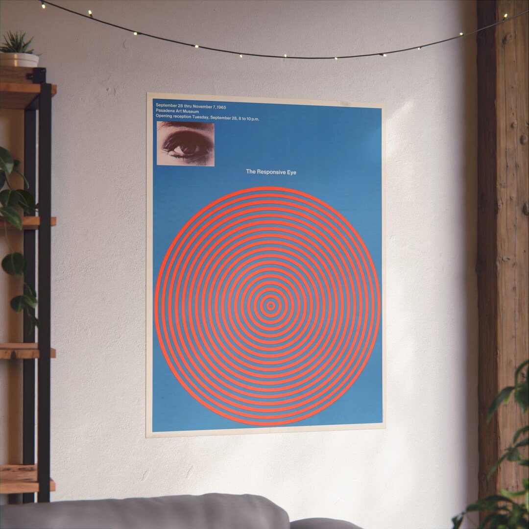 Vintage Optical Illusion Eyre Poster With Retro Aesthetic Red Blue Eye ...