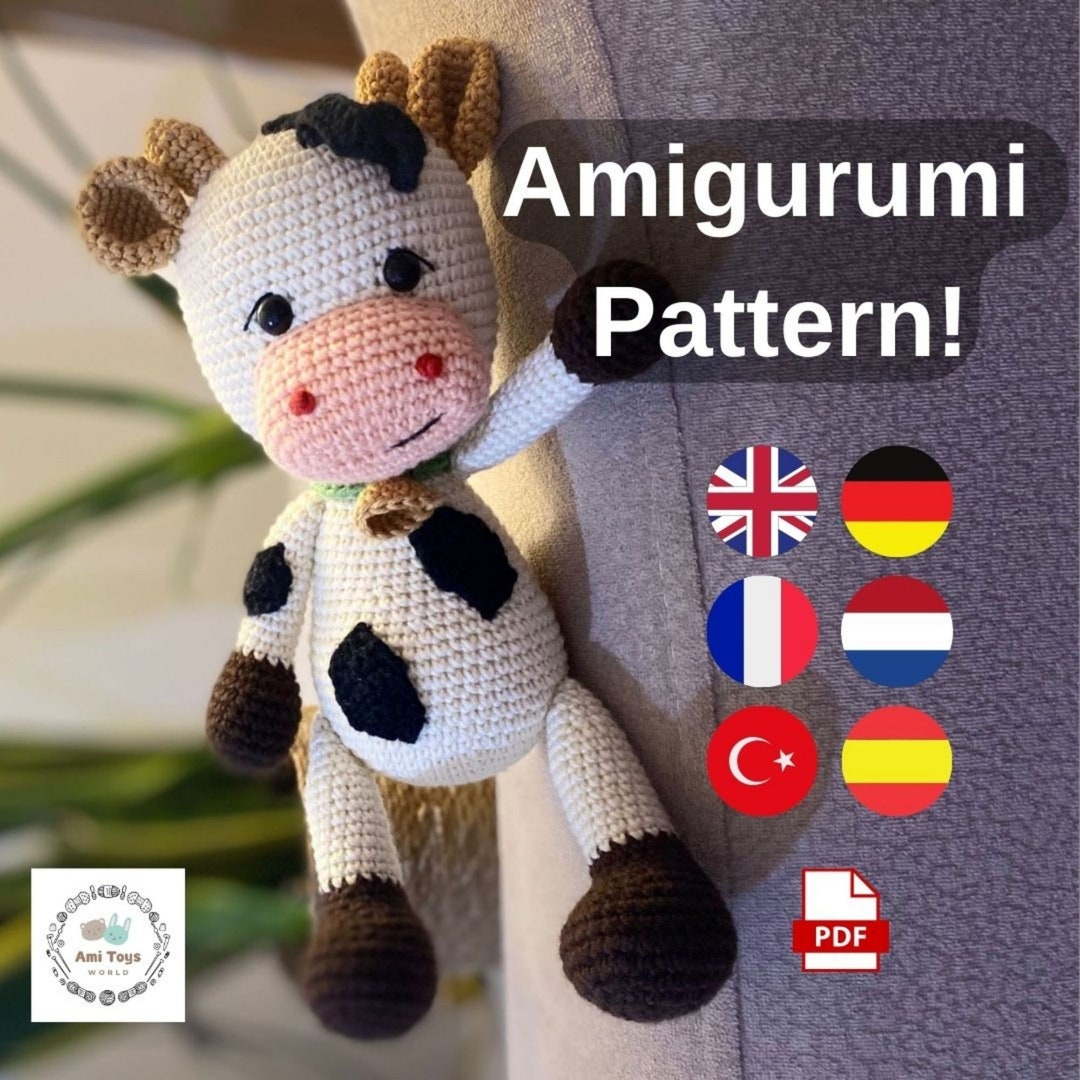 Amigurumi Cow Crochet Pattern | Easy DIY Crochet Toy | Farm Animal ...