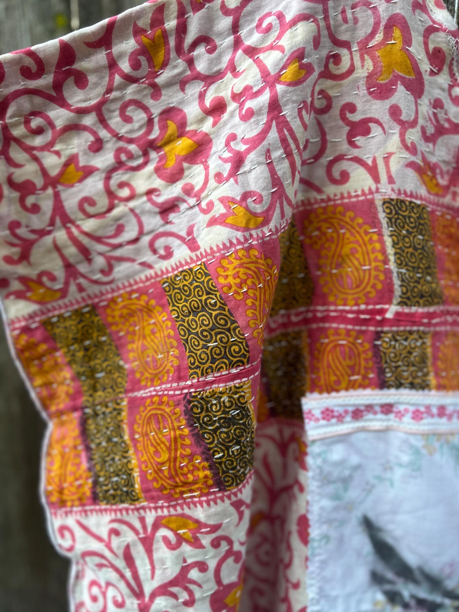 Upcycled Kantha Quilt Shirt: Vintage Fabric, Rustic Hippie Style OS - Etsy