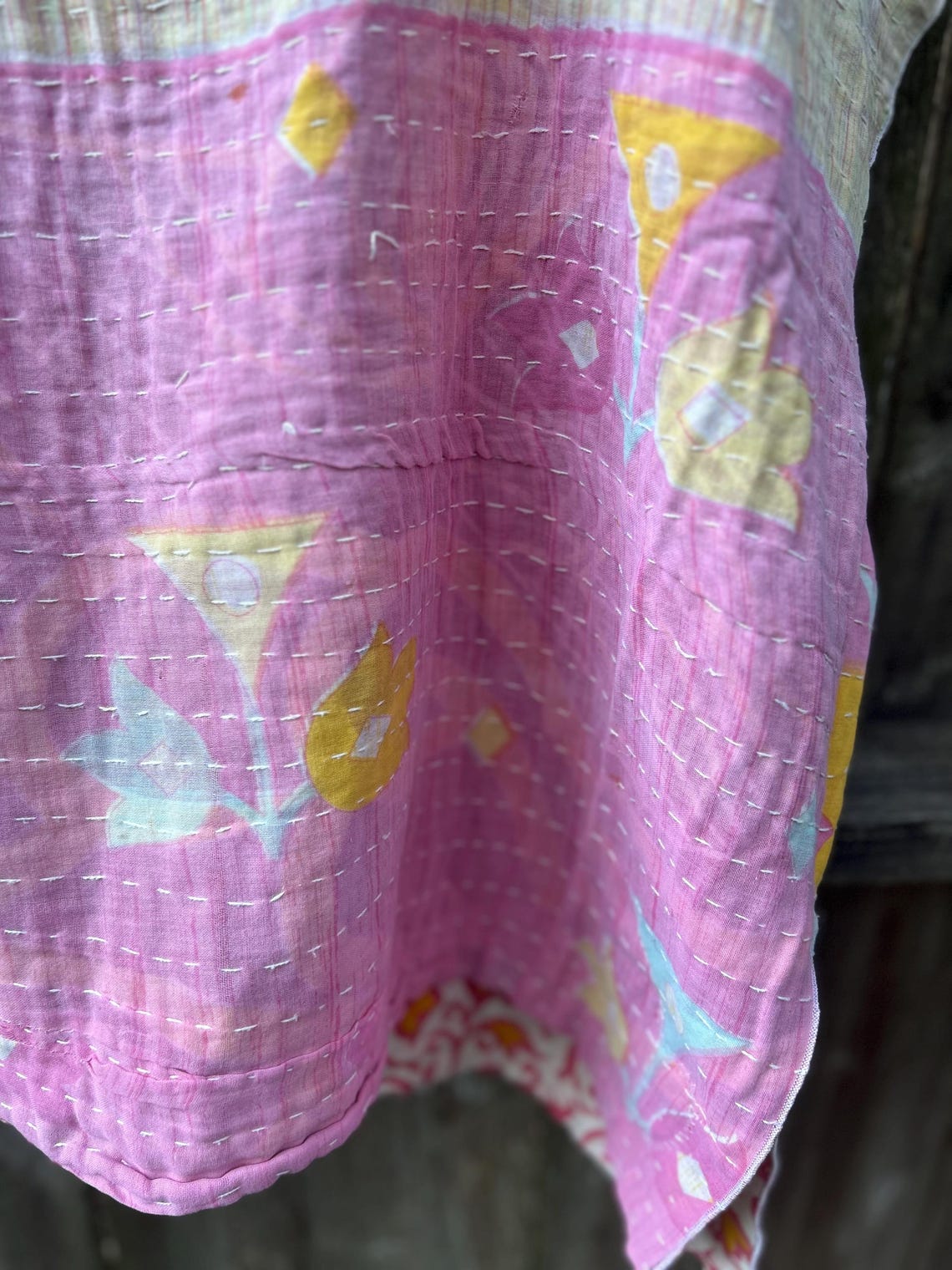 Upcycled Kantha Quilt Shirt: Vintage Fabric, Rustic Hippie Style OS - Etsy