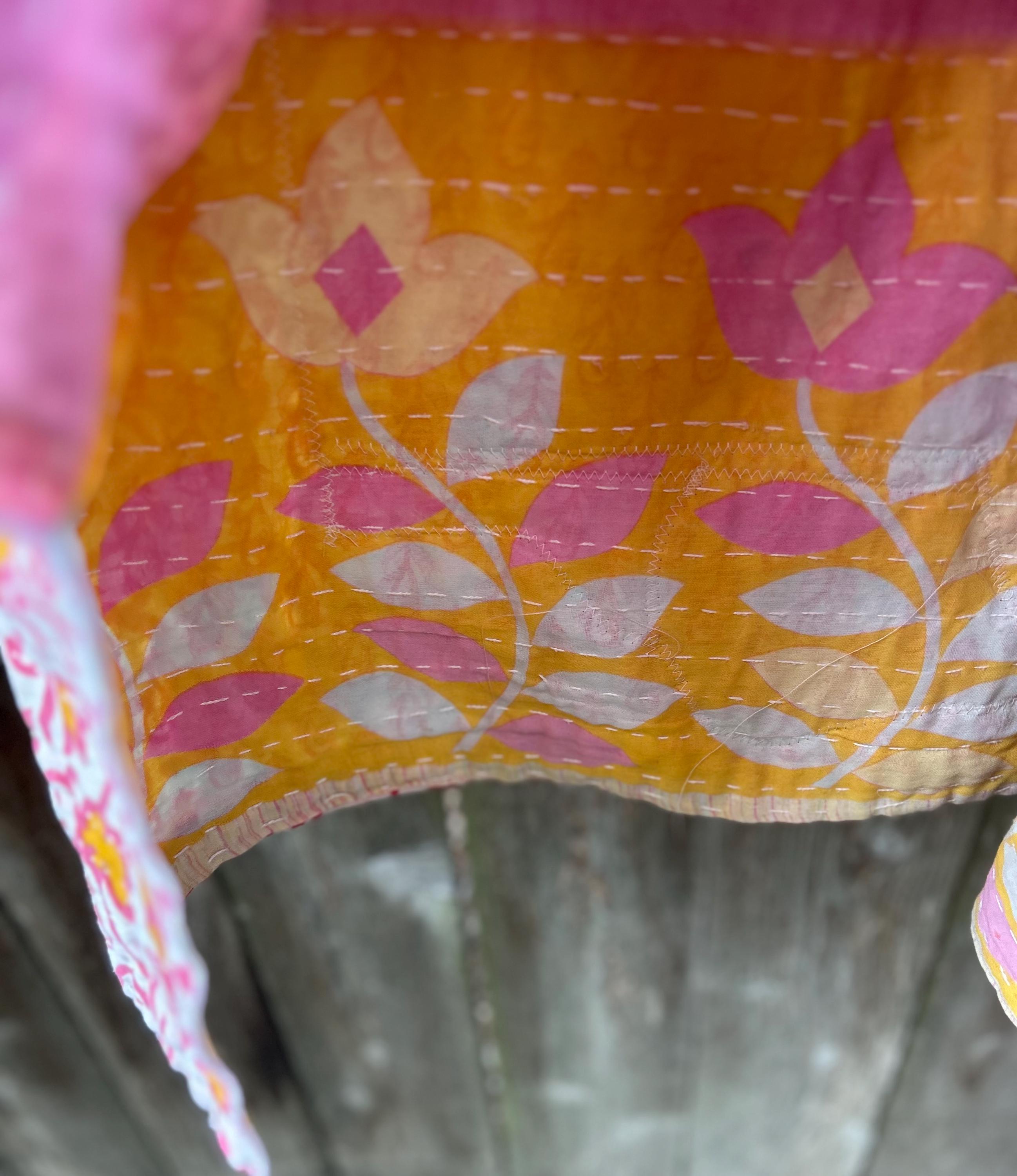 Upcycled Kantha Quilt Shirt: Vintage Fabric, Rustic Hippie Style OS - Etsy