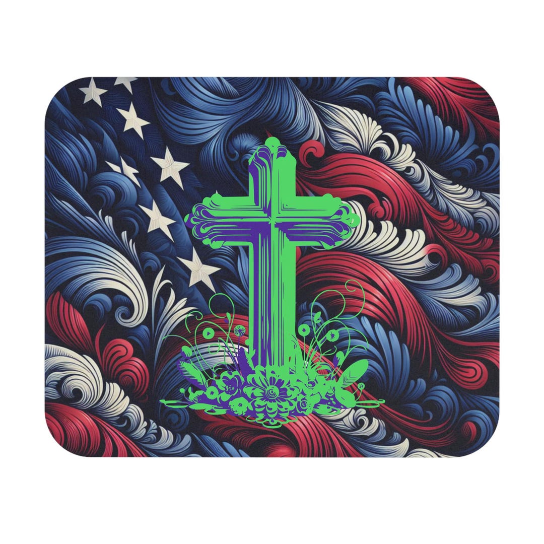 Christian Cross Mouse Pad, American Flag Patriotic Design - Etsy