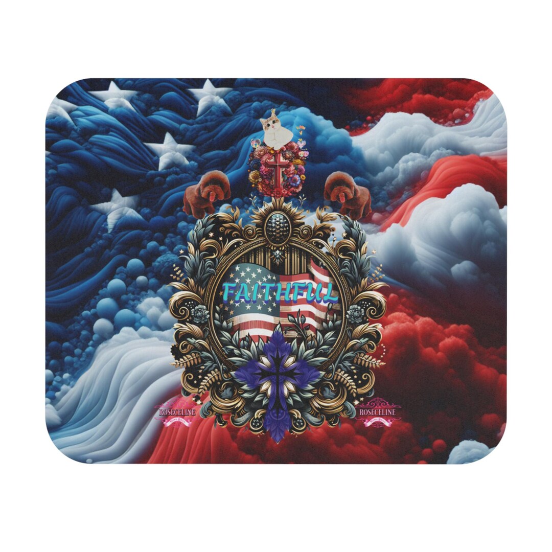 American Flag Mouse Pad, Christian Dog Design - Etsy