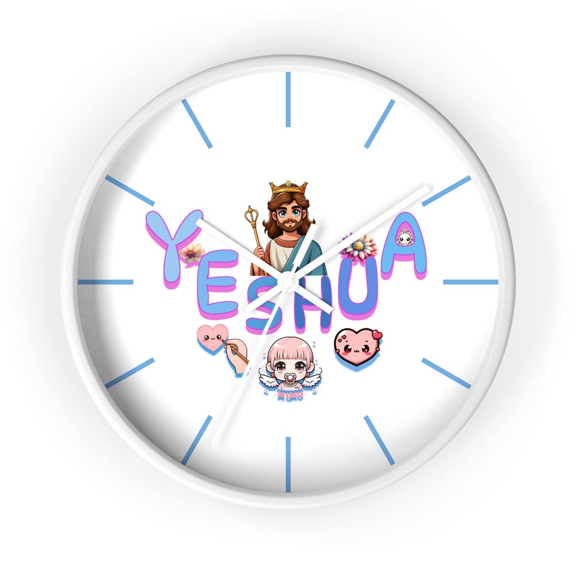 Jesus Wall Clock,yeshua Wall Clock,christian Wall Clock,cross Wall ...