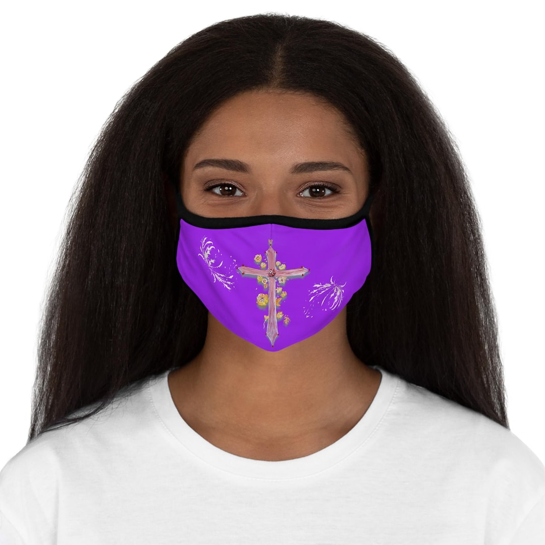 Christian Face Mask, Floral Cross Design, Protective Polyester Mask - Etsy