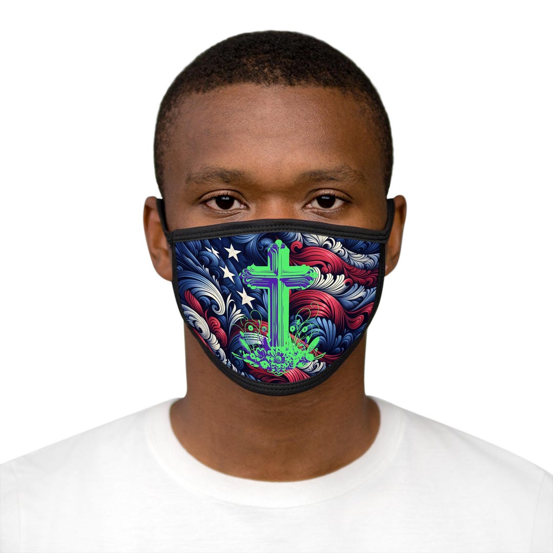USA Flag Christian Cross Face Mask, Patriotic Religious Gift - Etsy
