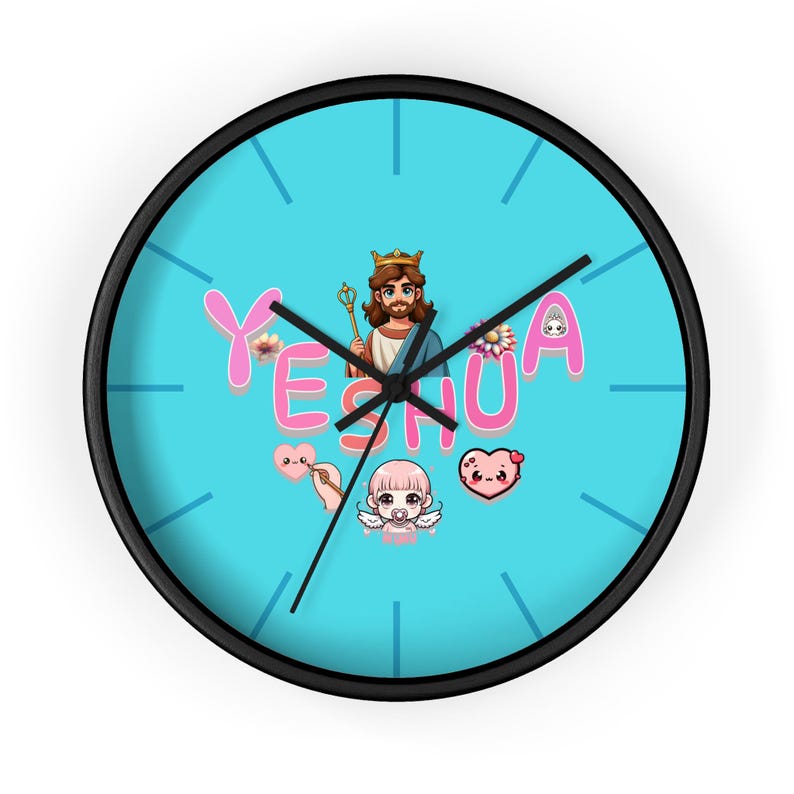 Yeshua Wall Clock,jesus Wall Clock,christian Wall Clock,cross Wall ...