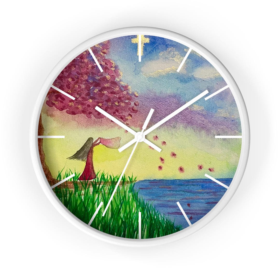 Christian Wall Clock,cross Wall Clock,original Painting Wall Clock ...