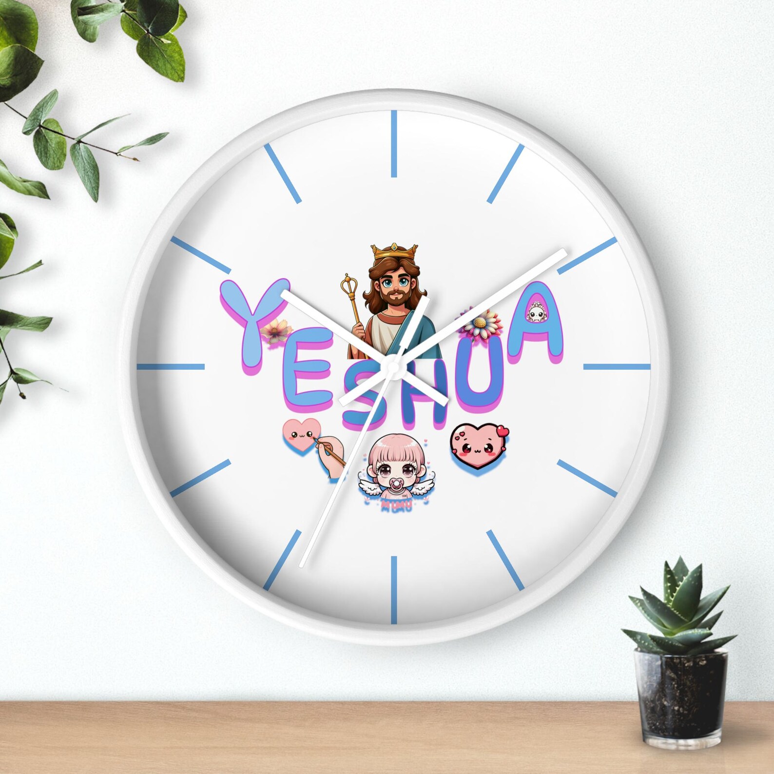 Jesus Wall Clock,yeshua Wall Clock,christian Wall Clock,cross Wall ...