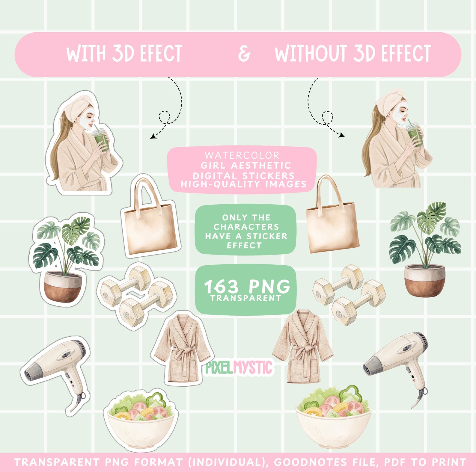 160 Girl Aesthetic Digital Stickers for Goodnotes, Cute Feminine ...