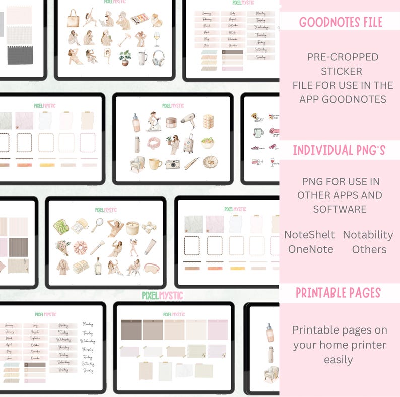 Digital Planner Stickers, GIRL AESTHETIC Planner Stickers, Goodnotes ...