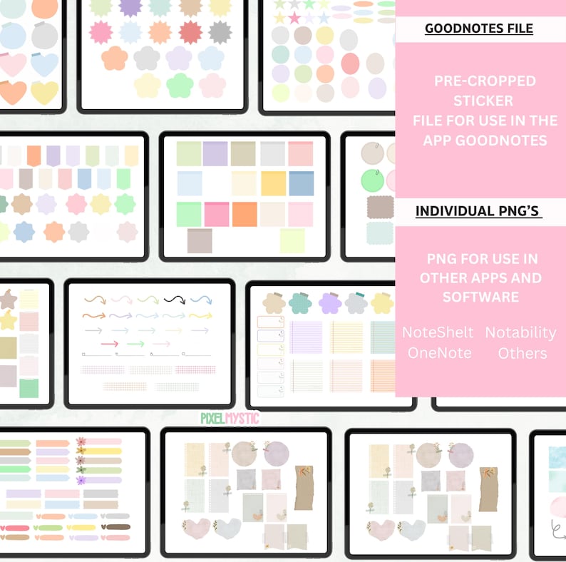 Pastel Digital Sticky Notes: Goodnotes Notability Stickers (PNG) - Etsy