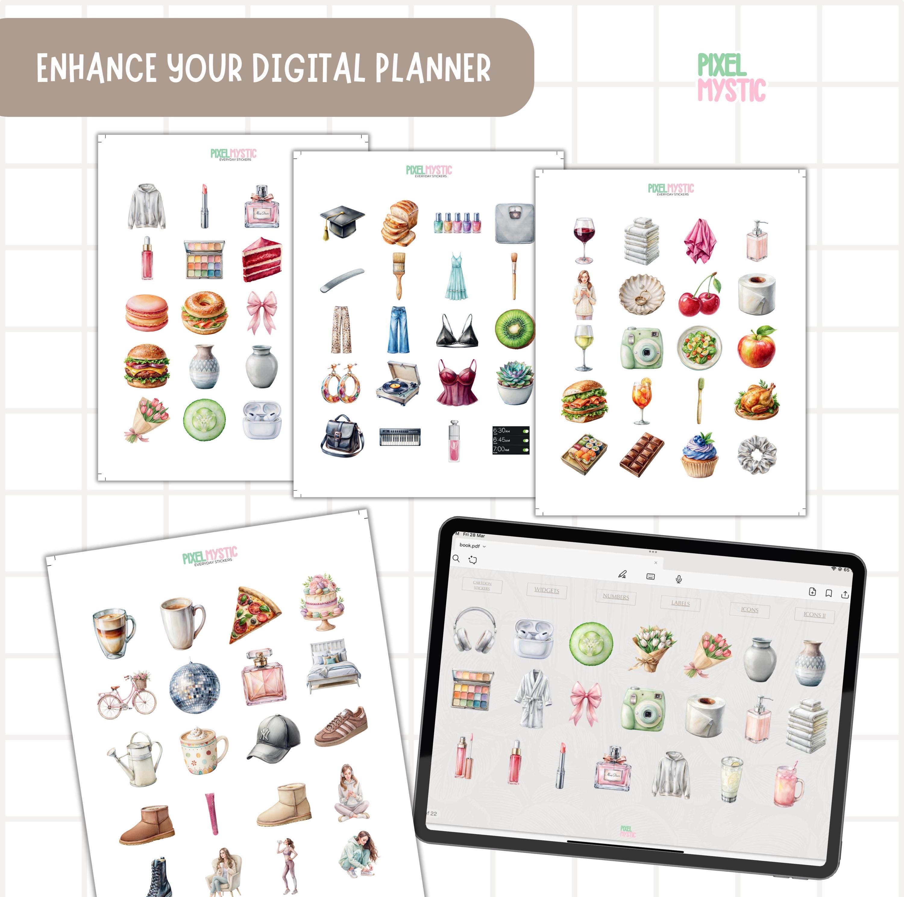 Everyday Digital Planner Stickers, Everyday Aesthetic Digital Stickers ...