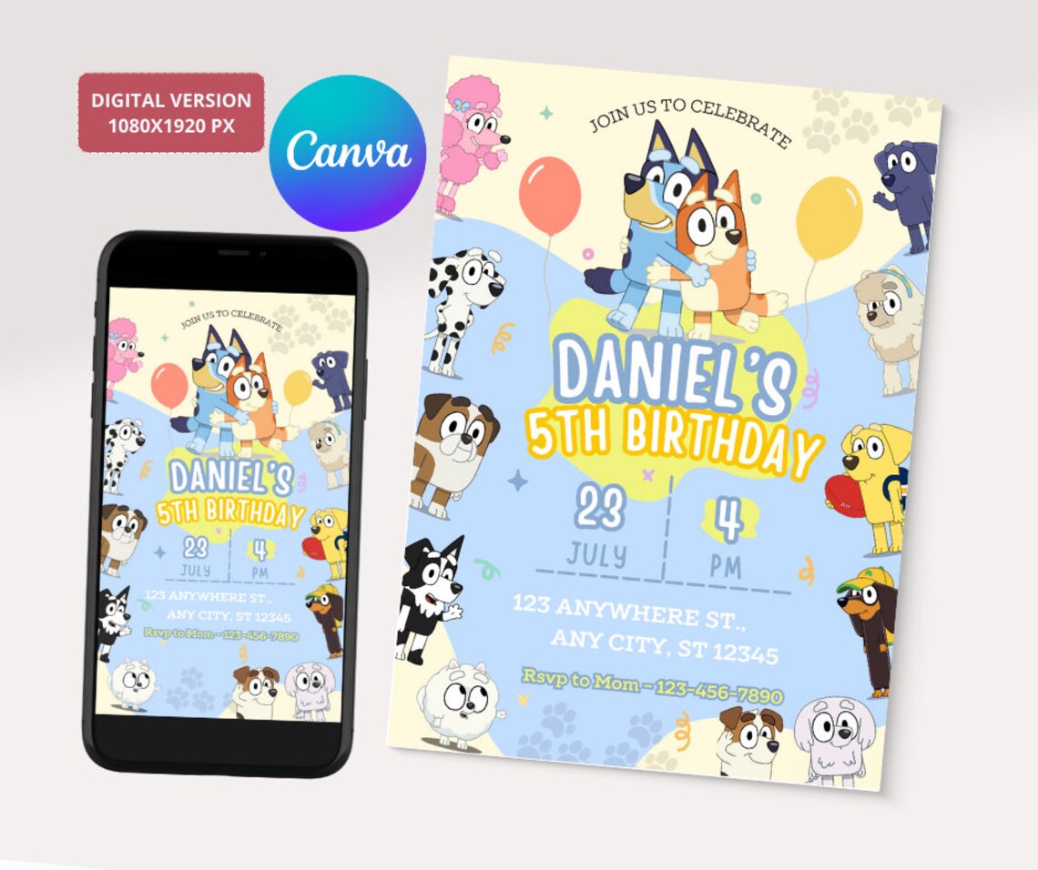 Bluey Invitation, Bluey Birthday Invitation, Bluey Birthday Party ...