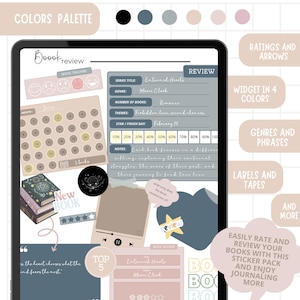 Digital Stickers for Reading Journal, Bookish Planner Stickers, Rating ...