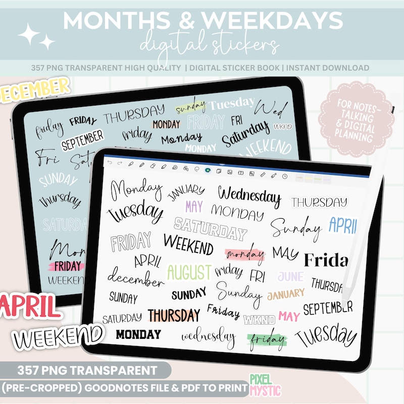 Weekday Digital Sticker - Etsy