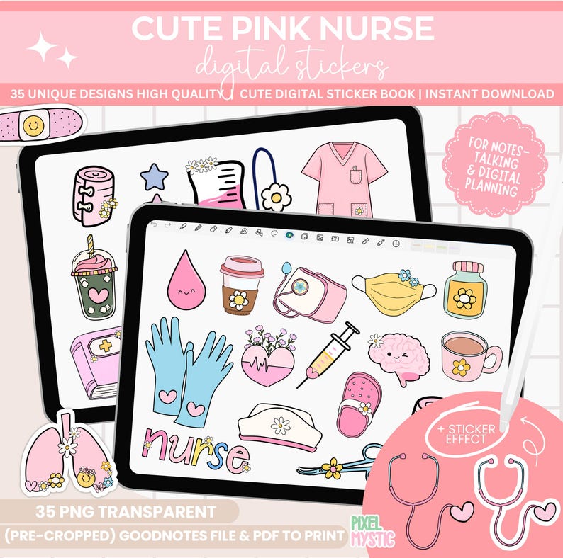 Nurse Clipart Pink, Nurse Stickers Goodnotes, Nurse PNG, Medical ...