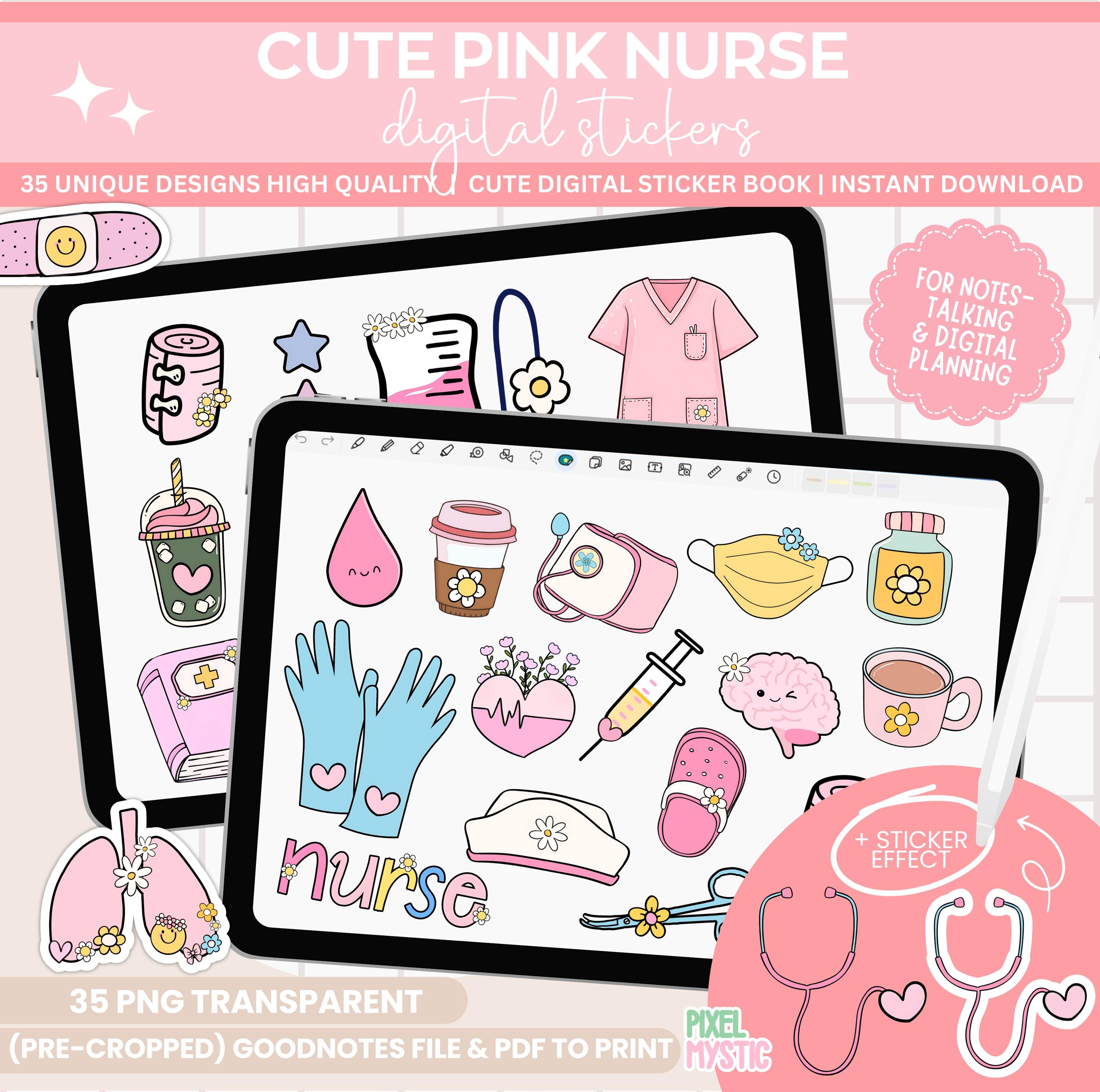 Nurse Clipart Pink, Nurse Stickers Goodnotes, Nurse PNG, Medical ...